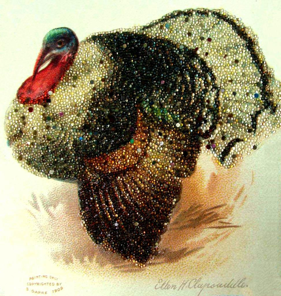 Fancy Turkey Drawing that Shimmers by Ellen Clapsaddle