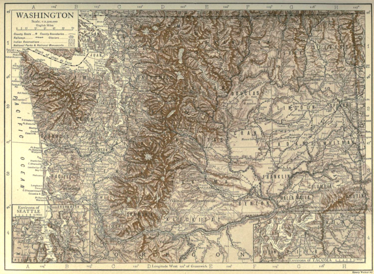 Vintage Washington Map from 1910